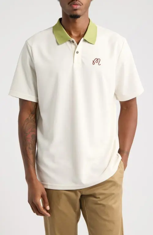 MALBON Fairway Hex Piqué Golf Polo - Ivory