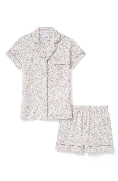PETITE PLUME Pima Cotton Short Sleeve Pajamas - Light Tan