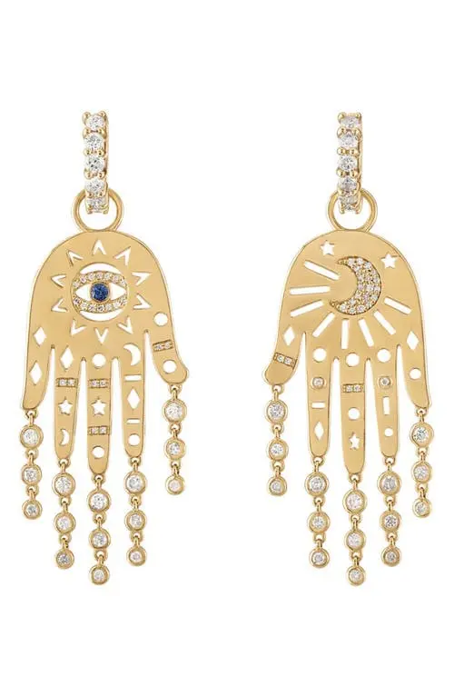 EDEN PRESLEY Divine Intervention 14k Gold Huggie Drop Earrings - Diamond