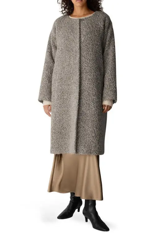 Eileen Fisher Round Neck Alpaca & Wool Blend Coat - Twine