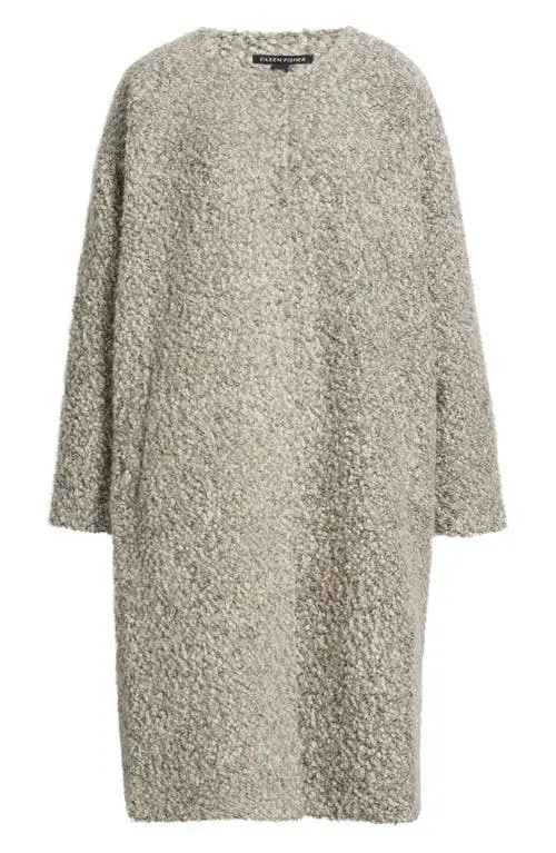 Eileen Fisher Round Neck Alpaca & Wool Blend Coat - Twine