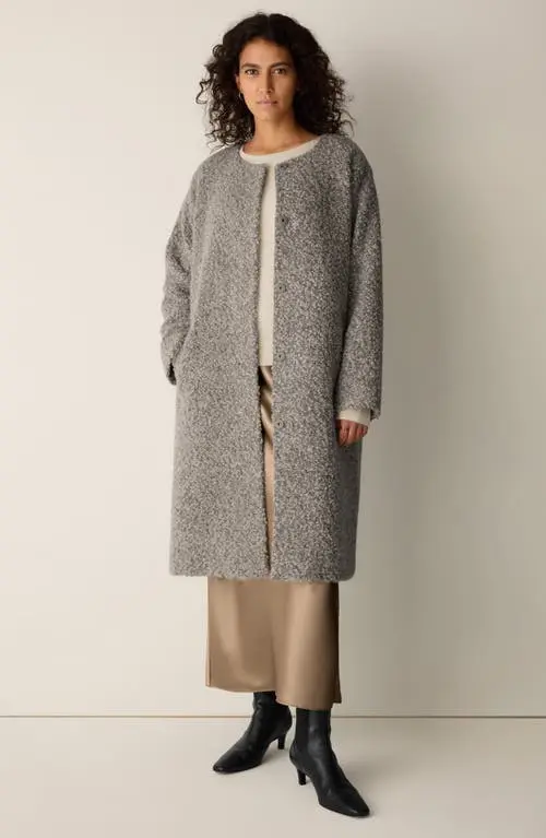 Eileen Fisher Round Neck Alpaca & Wool Blend Coat - Twine