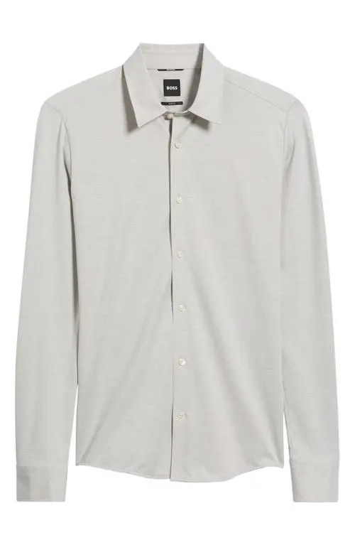 BOSS P-roan Long Sleeve Slim Fit Performance Shirt - Open Brown