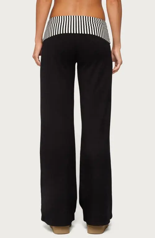 EDIKTED Meshey Striped Foldover Pants