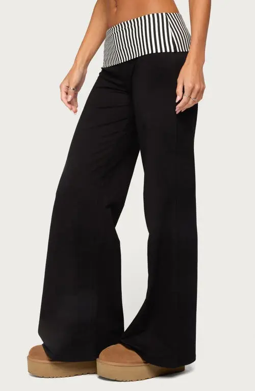 EDIKTED Meshey Striped Foldover Pants