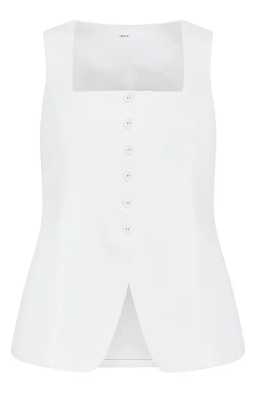 City Chic Abbie Square Neck Vest - Ivory