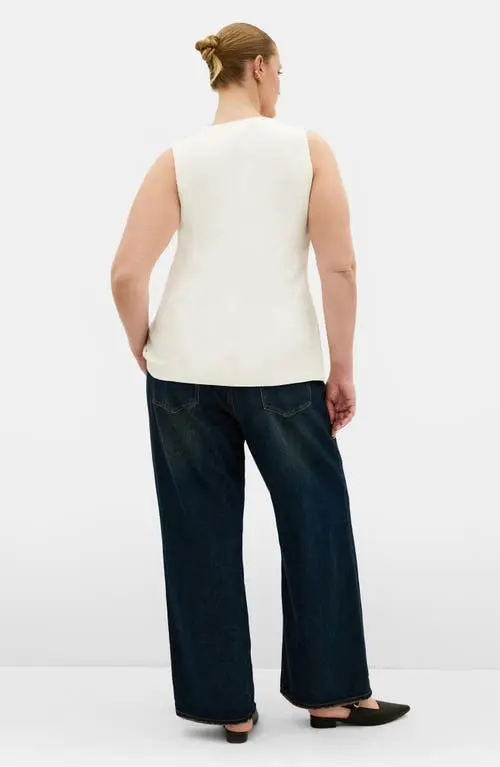 City Chic Abbie Square Neck Vest - Ivory