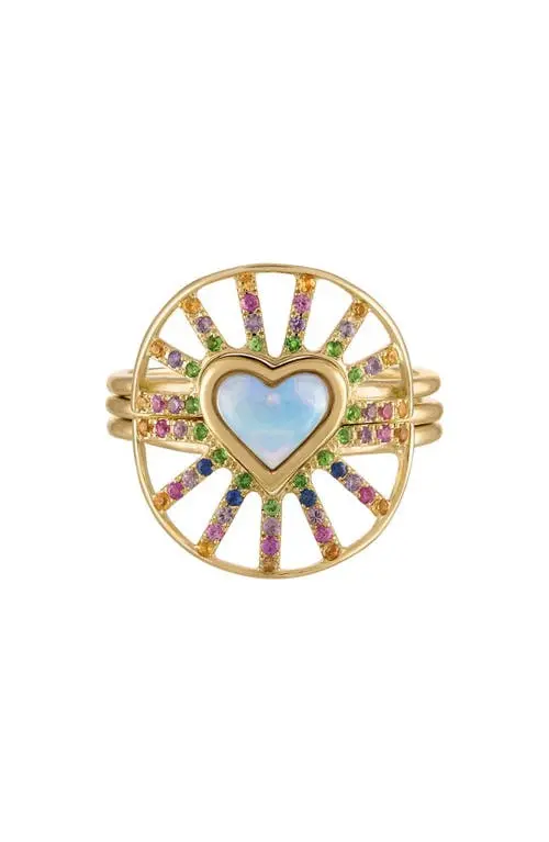 EDEN PRESLEY Nesting 14k Gold Opal & Sapphire Ring