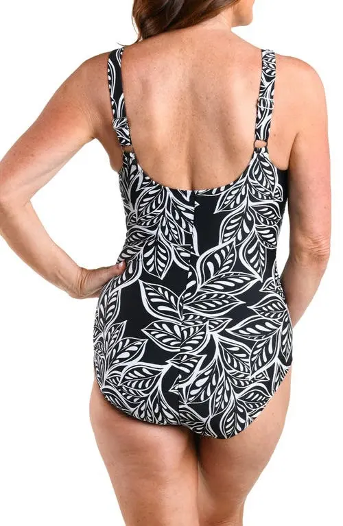 MAXINE OF HOLLYWOOD Native Vines V-neck One-piece Swimsuit