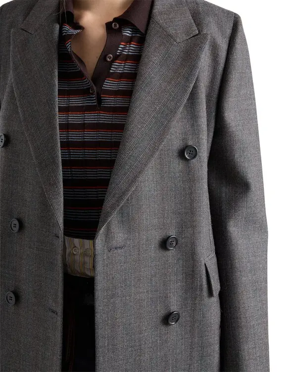 Prada Double-breasted Pinstriped Mouliné Wool Jacket