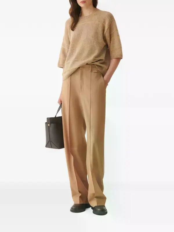 Fabiana Filippi Striped Short-sleeve Sweater - Neutrals