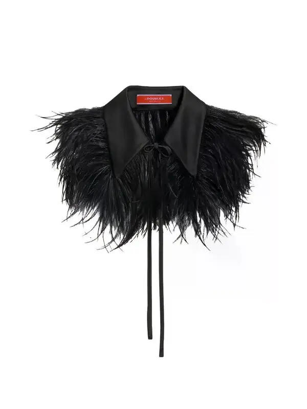 La DoubleJ Solid In Techno Duchesse With Feathers La Scala Collar - Black