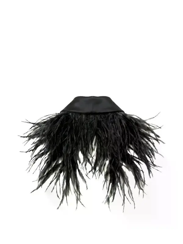 La DoubleJ Solid In Techno Duchesse With Feathers La Scala Collar - Black