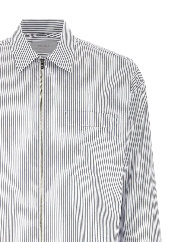 Prada Zip Striped Shirt