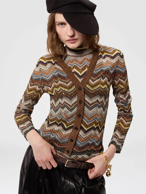 Missoni Slim Cardigan With Striped Chevron Motif