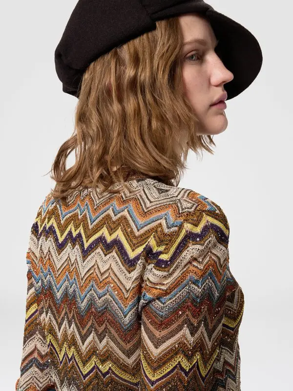 Missoni Slim Cardigan With Striped Chevron Motif