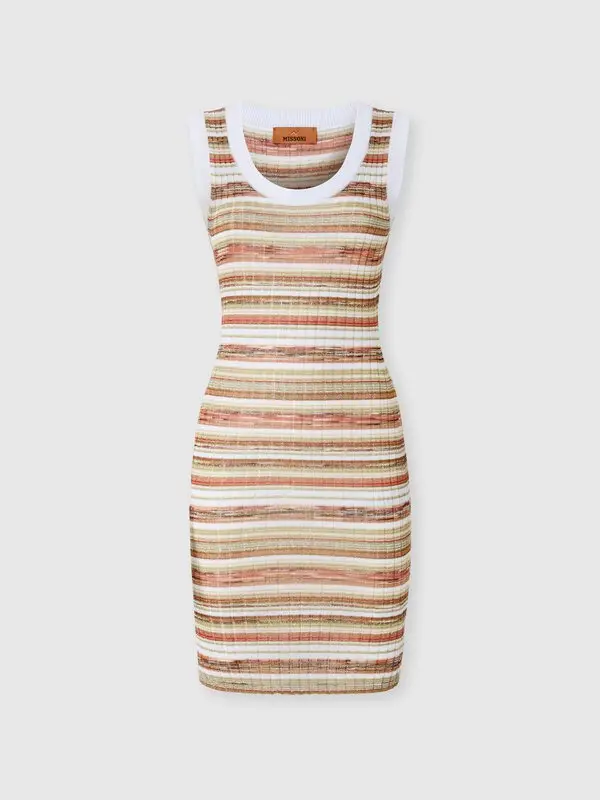 Missoni Sleeveless Ribbed Striped Mini Dress