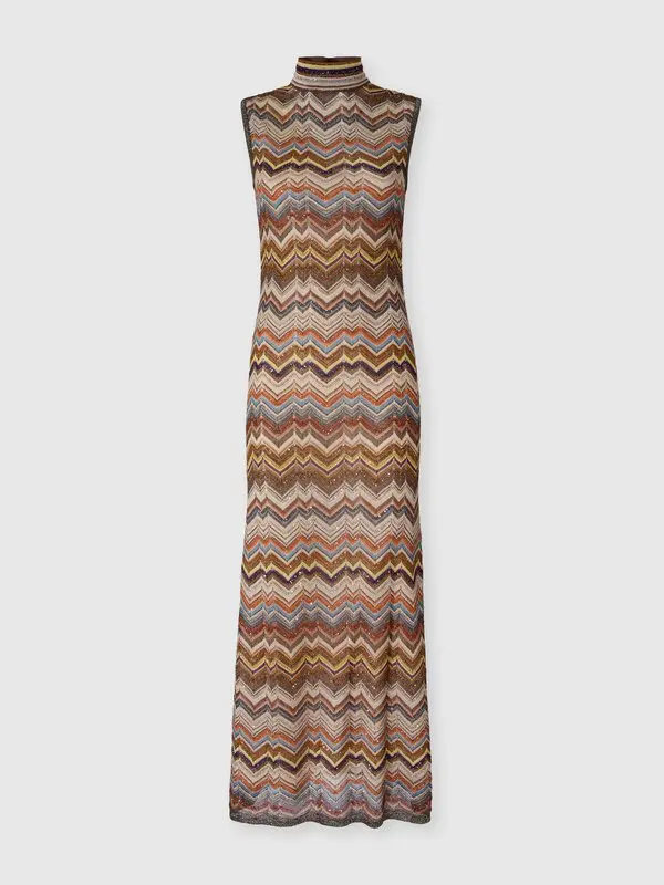 Missoni Long Halterneck Dress In Lamé Viscose