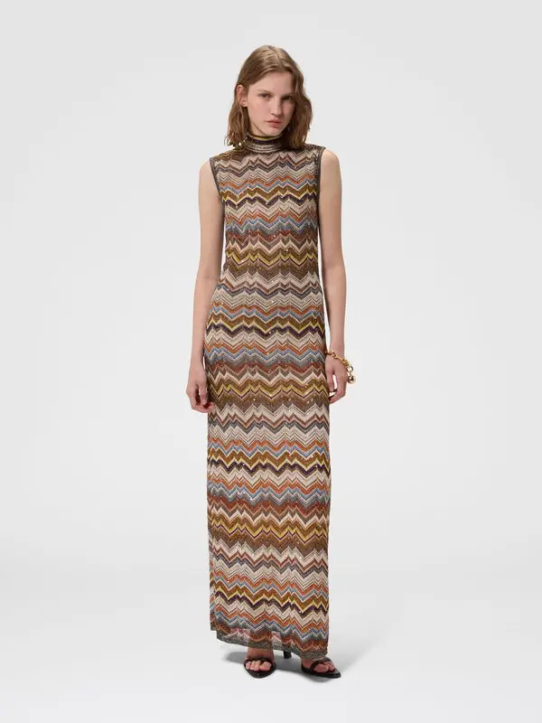 Missoni Long Halterneck Dress In Lamé Viscose