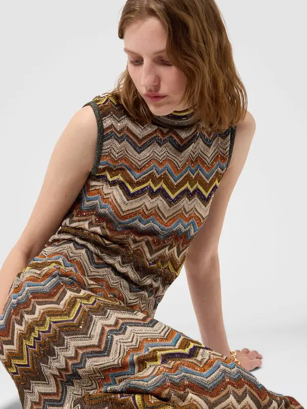 Missoni Long Halterneck Dress In Lamé Viscose