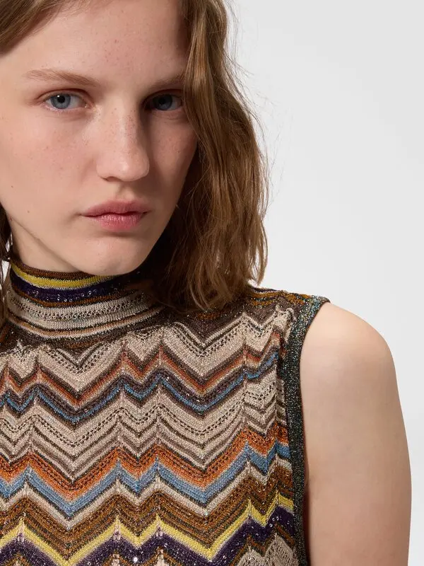 Missoni Long Halterneck Dress In Lamé Viscose