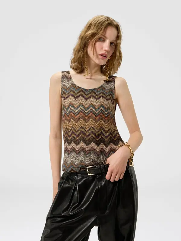 Missoni Zig Zag Top In Lamé Viscose