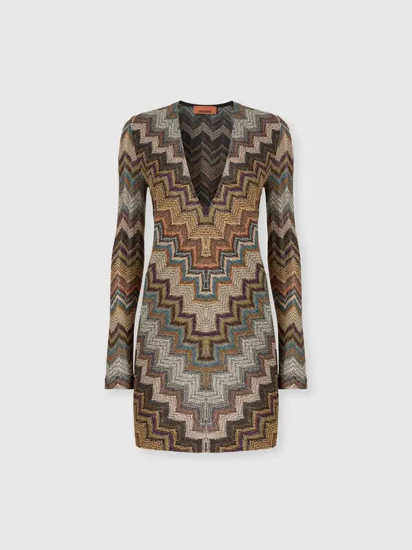 Missoni Zig Zag Knit Mini Dress In Viscose