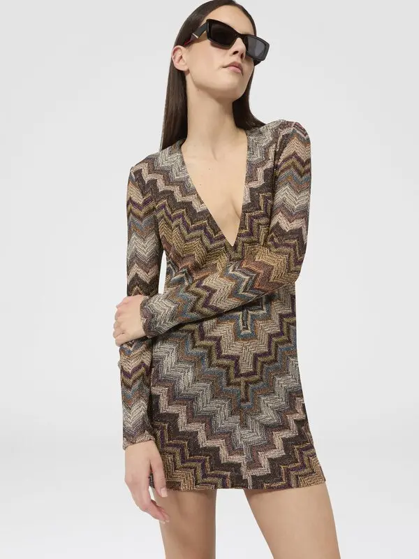 Missoni Zig Zag Knit Mini Dress In Viscose