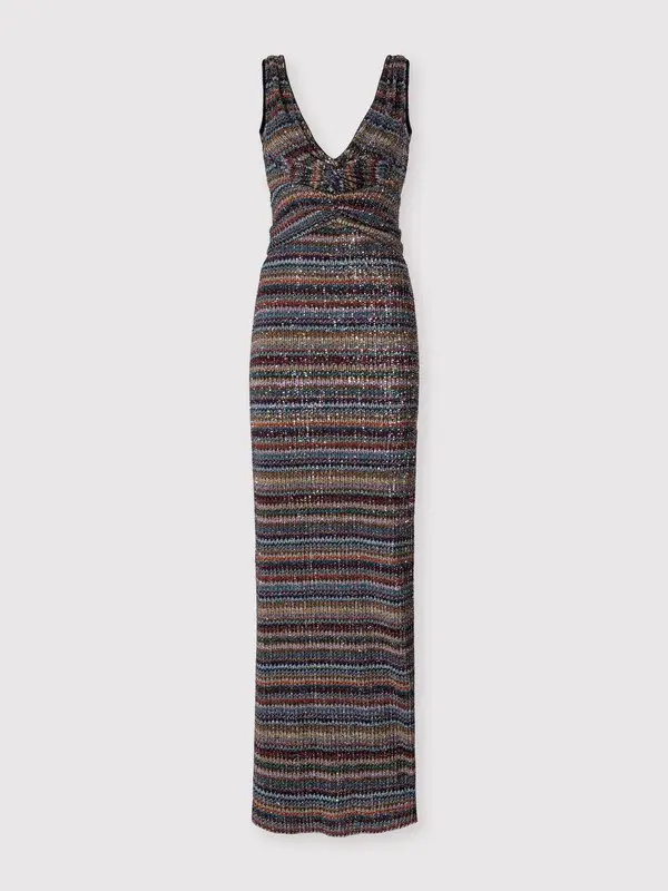 Missoni Long Dress With Torchon Detail In Lamé Viscose