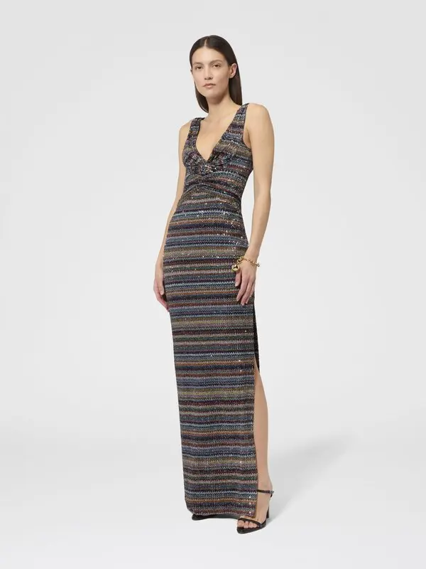 Missoni Long Dress With Torchon Detail In Lamé Viscose