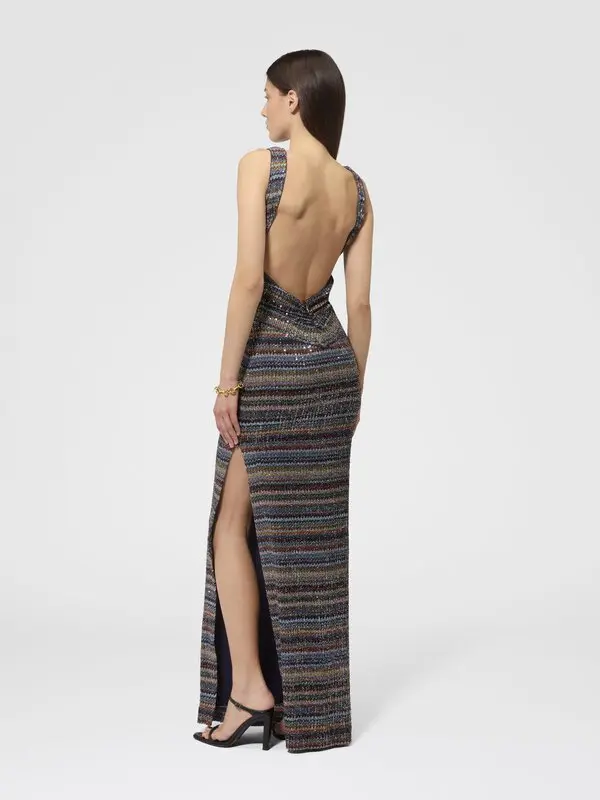 Missoni Long Dress With Torchon Detail In Lamé Viscose