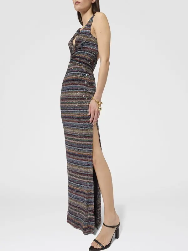 Missoni Long Dress With Torchon Detail In Lamé Viscose