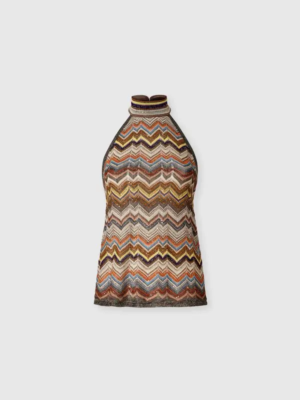 Missoni Halterneck Top With Striped Chevron Motif