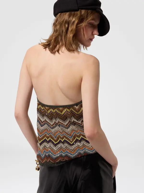 Missoni Halterneck Top With Striped Chevron Motif