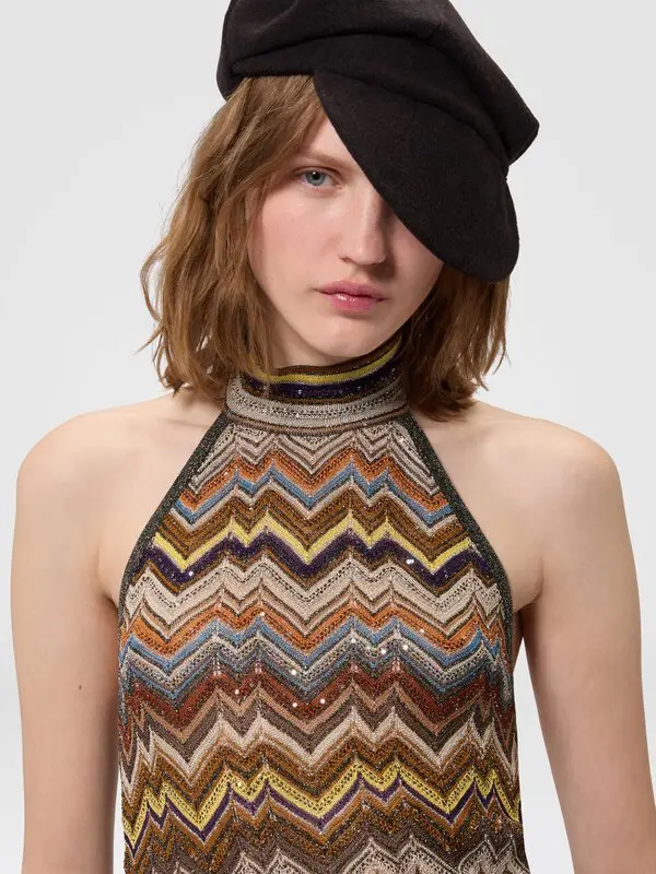 Missoni Halterneck Top With Striped Chevron Motif