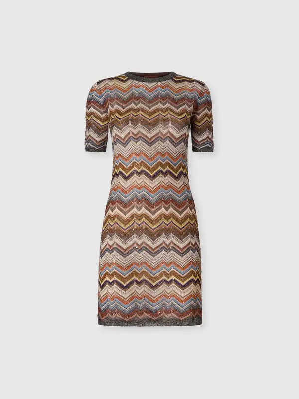 Missoni Zig Zag Mini Dress In Lamé Viscose