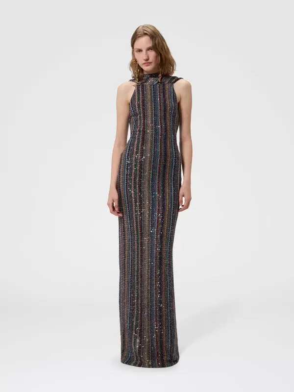Missoni Long Dress In Striped Knit