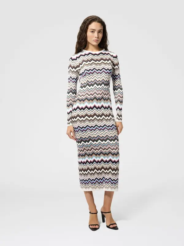 Missoni Chevron Viscose And Wool Midi Dress