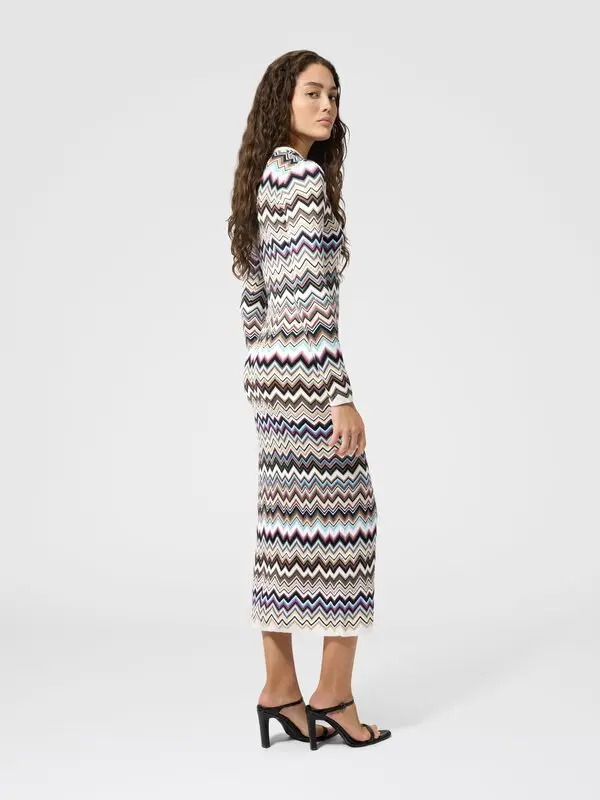 Missoni Chevron Viscose And Wool Midi Dress