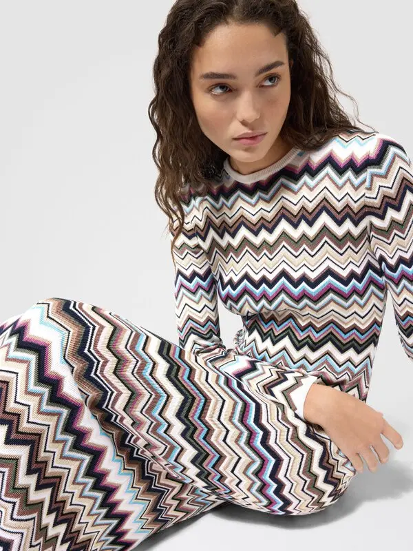Missoni Chevron Viscose And Wool Midi Dress