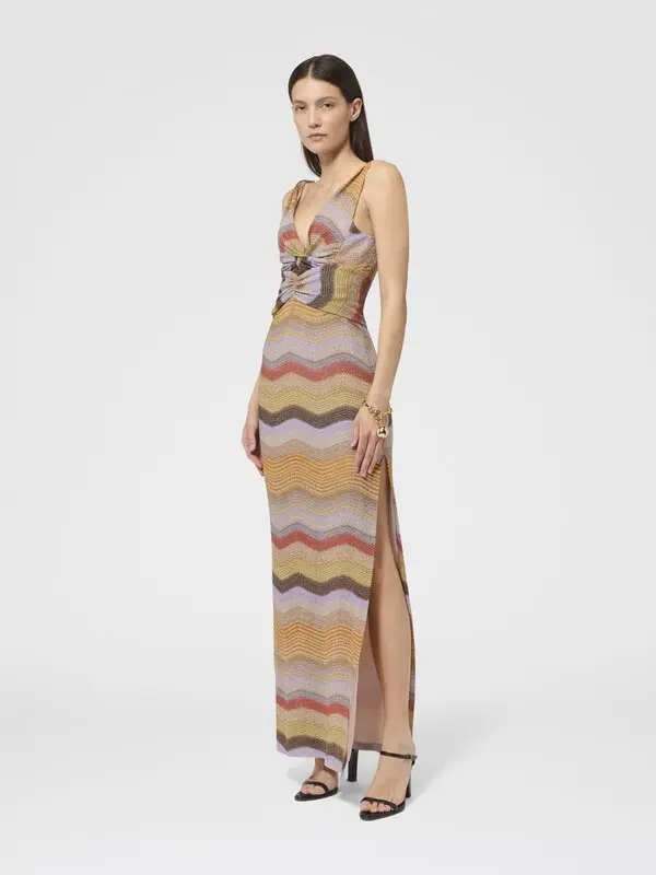 Missoni Long Draped Dress With Wave Motif