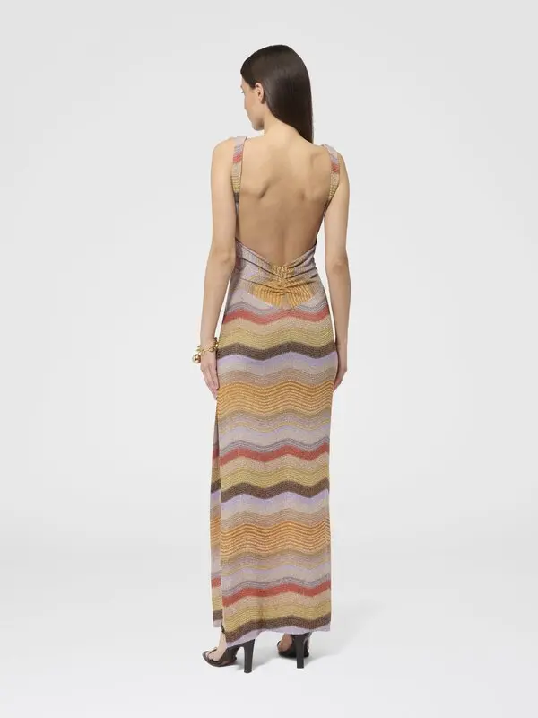 Missoni Long Draped Dress With Wave Motif