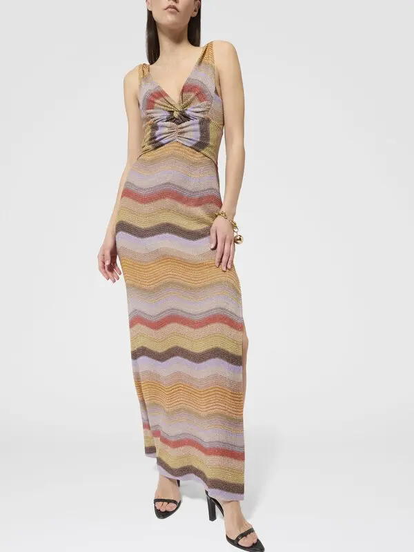 Missoni Long Draped Dress With Wave Motif