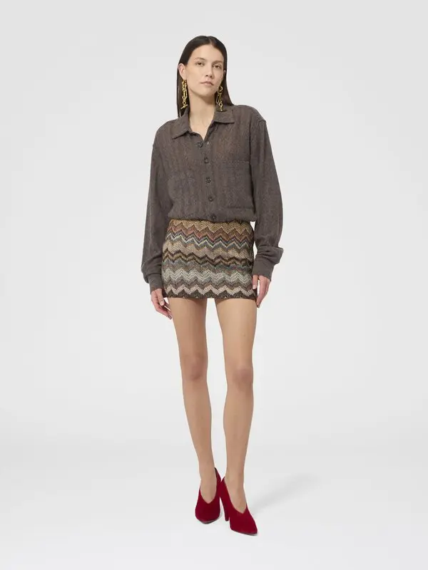 Missoni Mini Skirt In Lamé Viscose With Zig Zag Motif
