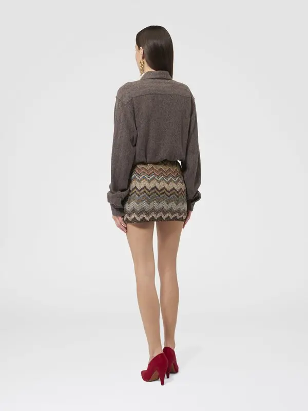 Missoni Mini Skirt In Lamé Viscose With Zig Zag Motif