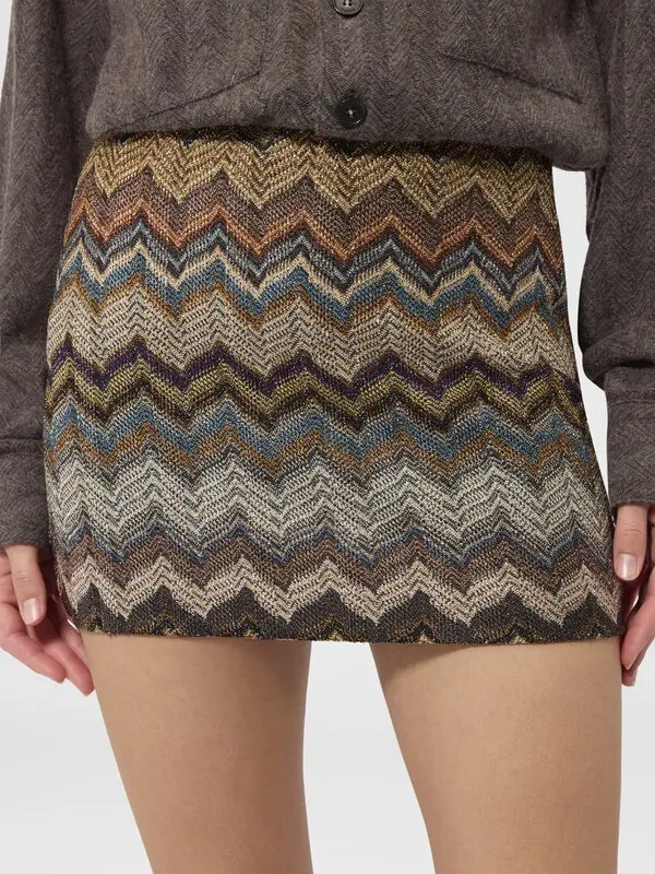 Missoni Mini Skirt In Lamé Viscose With Zig Zag Motif