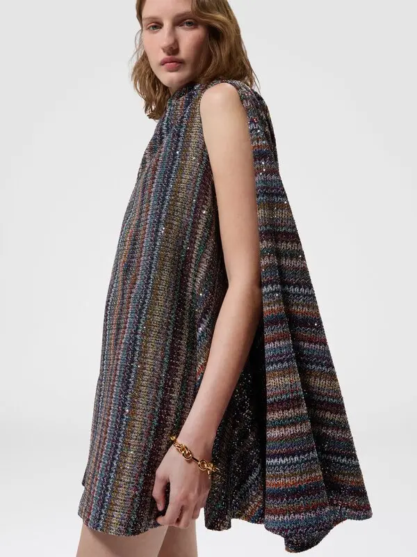 Missoni Flared Mini Dress With Draped Neckline