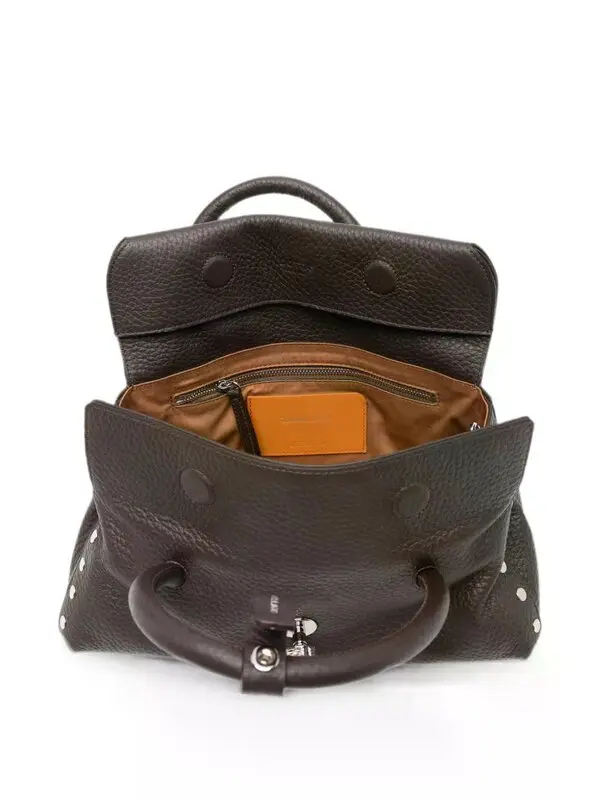 ZANELLATO Dotta Stud-embellished Leather Tote Bag - Brown