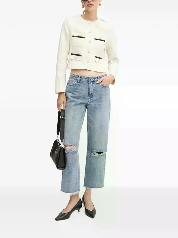 MORGAN Vaker Bouclé-knit Cropped Tweed Jacket