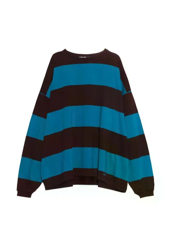Bimba Y Lola Oversized Teal Striped T-shirt - Brown